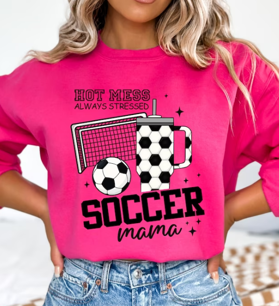 Hot Mess Always Stressed Soccer Mama | Little Devils Designs