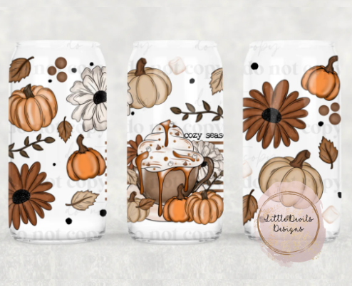 Cozy Season Glass Can | Little Devils Designs