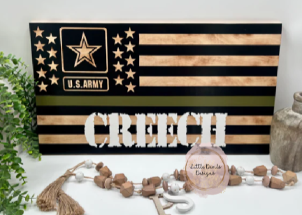 US Army Flag Natural Wood Sign | Little Devils Designs